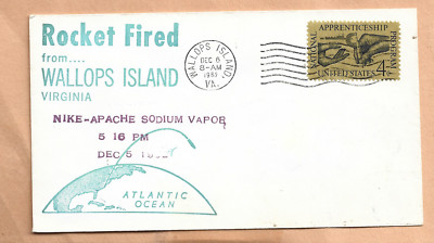 NIKE APACHE SODIUM VAPOR LAUNCH DEC 6,1962 WALLOPS SWANSON SPACE COVER ...