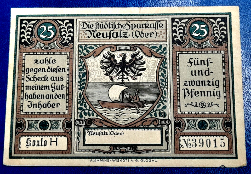 NEUSALZ (POLAND NOWA SÓL) NOTGELD 25 PFENNIG 1922 EMERGENCY MONEY ...