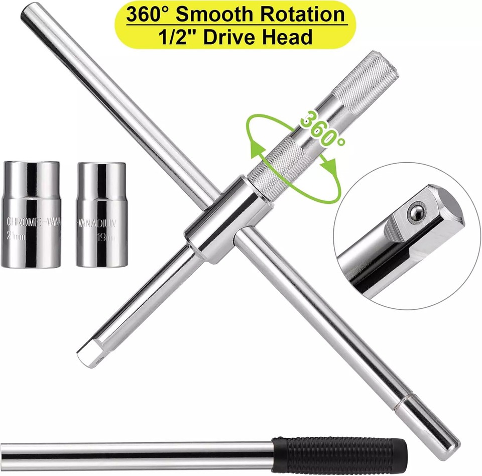 25" Wheel Brace Wrench 4 Way Locking Tool for Car 17/19mm & 21/23mm ...