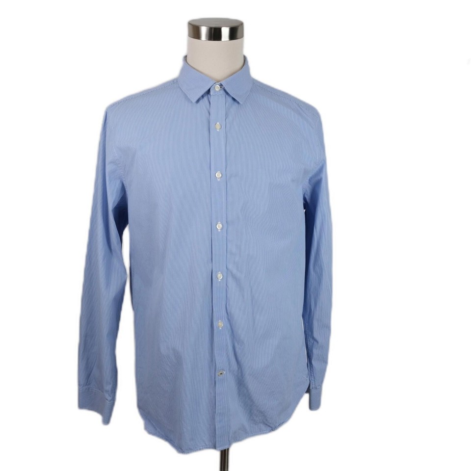 American Eagle Mens Slim Fit Button Up Light Blue Striped Shirt XL | eBay