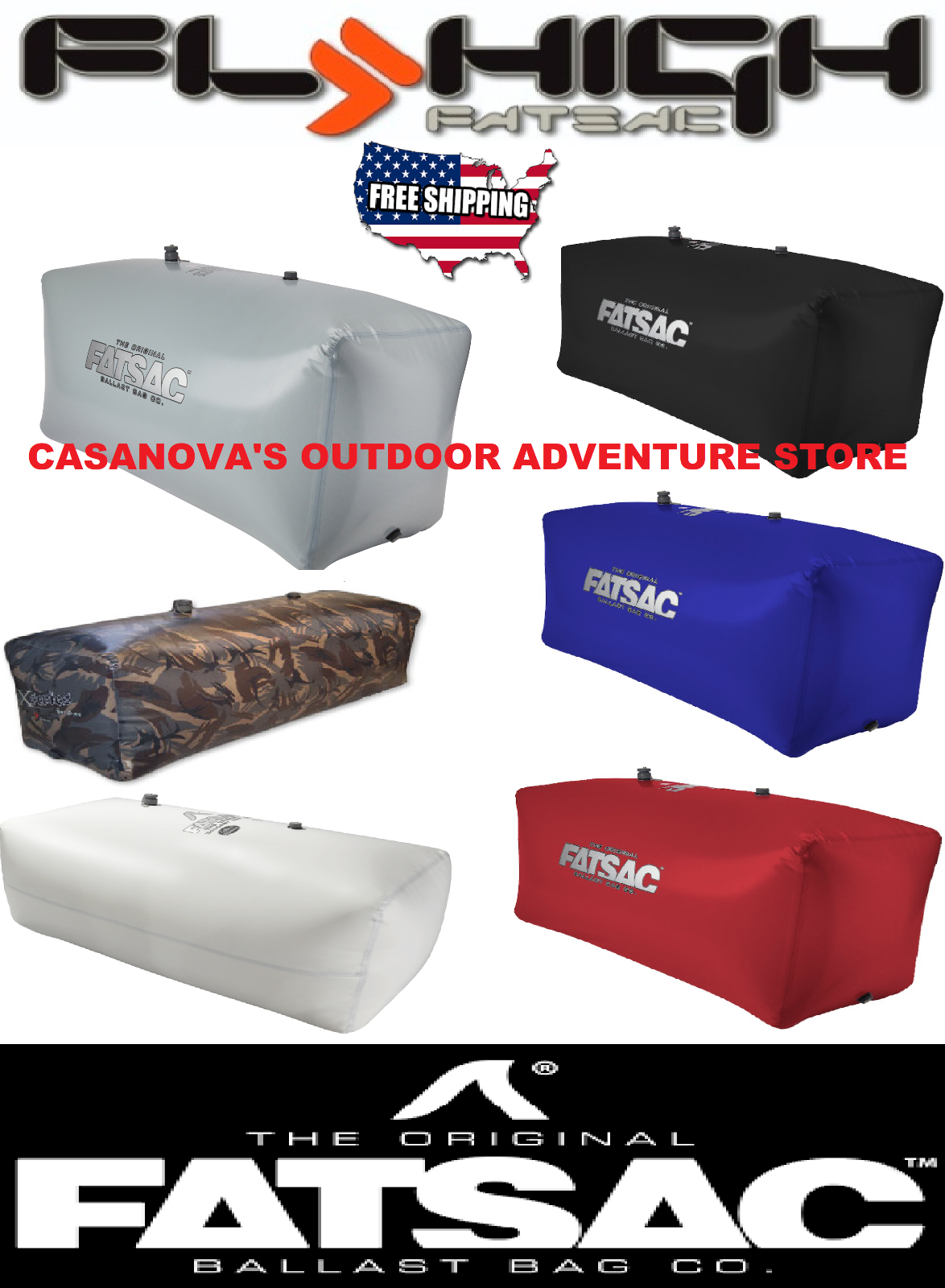 FAT SAC JUMBO V-DRIVE WAKEBOARD WAKE SURF 1100 lb BOAT BALLAST BAG FLY ...