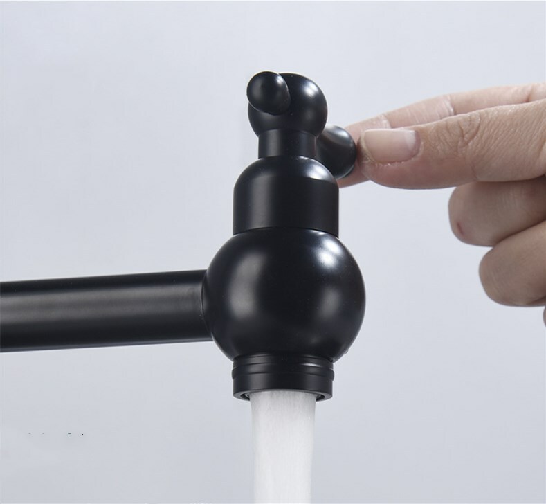 Wall Mounted Rotated Kitchen Basin Sink Fold Tap Faucet Brass Pot ...