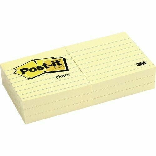 3m Commercial OFC SUP Div Post-it Notes Lined 3x3 100 Sheets/pd 12/pk ...