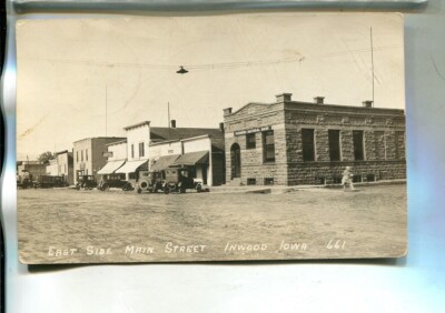 INWOOD IOWA NATIONAL BANK MAIN STREET REAL PHOTO POSTCARD 1290S | eBay