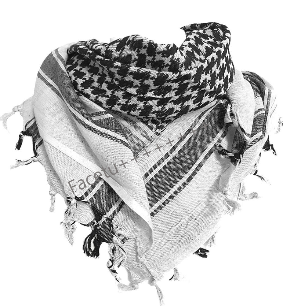 Cotton Palestinian Shemagh Freedom Scarf Keffiyeh Head Wrap Black And ...