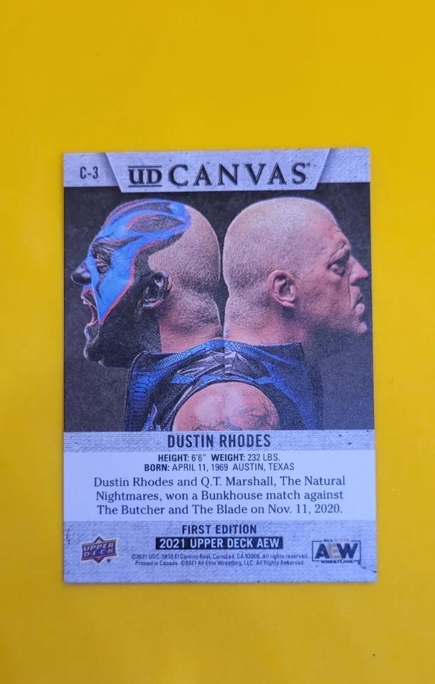 2021 Upper Deck AEW Canvas #C3 Dustin Rhodes 1st Edition Natural ...