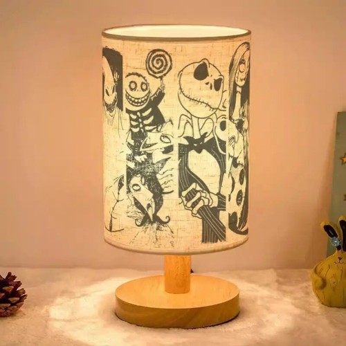 Nightmare Before Christmas Table Lamp with Jack & Sally, Linen Shade ...