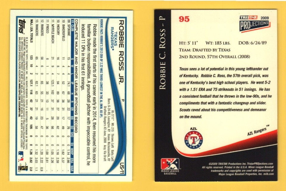 (2) Robbie Ross RC Rookie Hand Signed Autograph Cards Tristar Topps | eBay