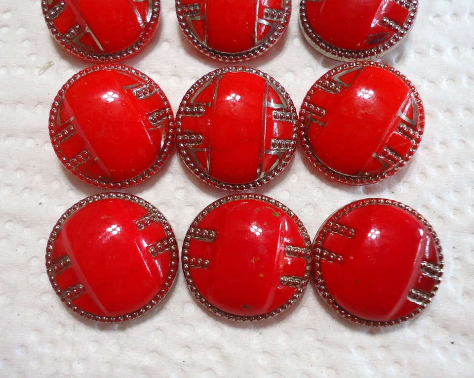 9 Vintage Red Glass Buttons 3/4" | eBay