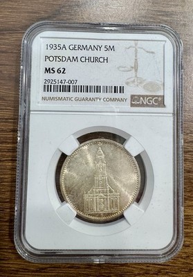 1935A MS62 5 Reichsmark Potsdam Church Third Reich German Coin | eBay