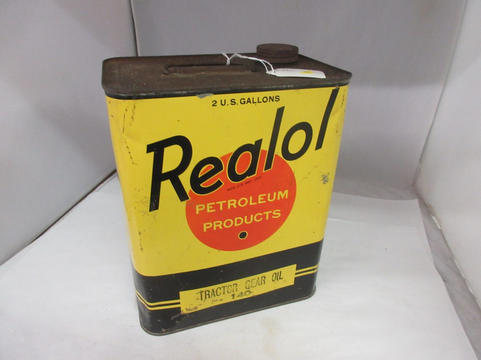 VINTAGE ADVERTISING REALOL MOTOR OIL 2 GALLON CAN TIN GARAGE RARE C-284 ...