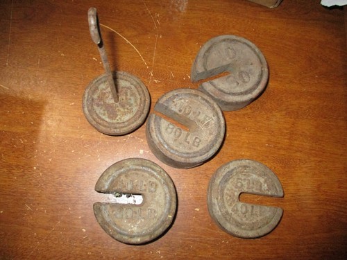 Antique Cast Iron Hanging Scale Disc Round Weight Plates 40, 80 | eBay