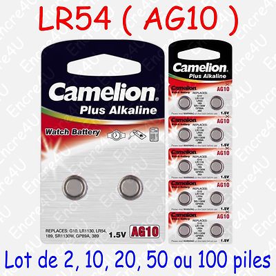 Pile Bouton LR Alcaline 1,5V : AG10 LR54 LR1131 389 ( par 2, 10, 20, 50 ...