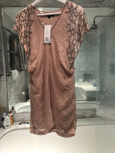 £220 New FCUK Dress 8 6 Pink Embellished Silver French Connection ...