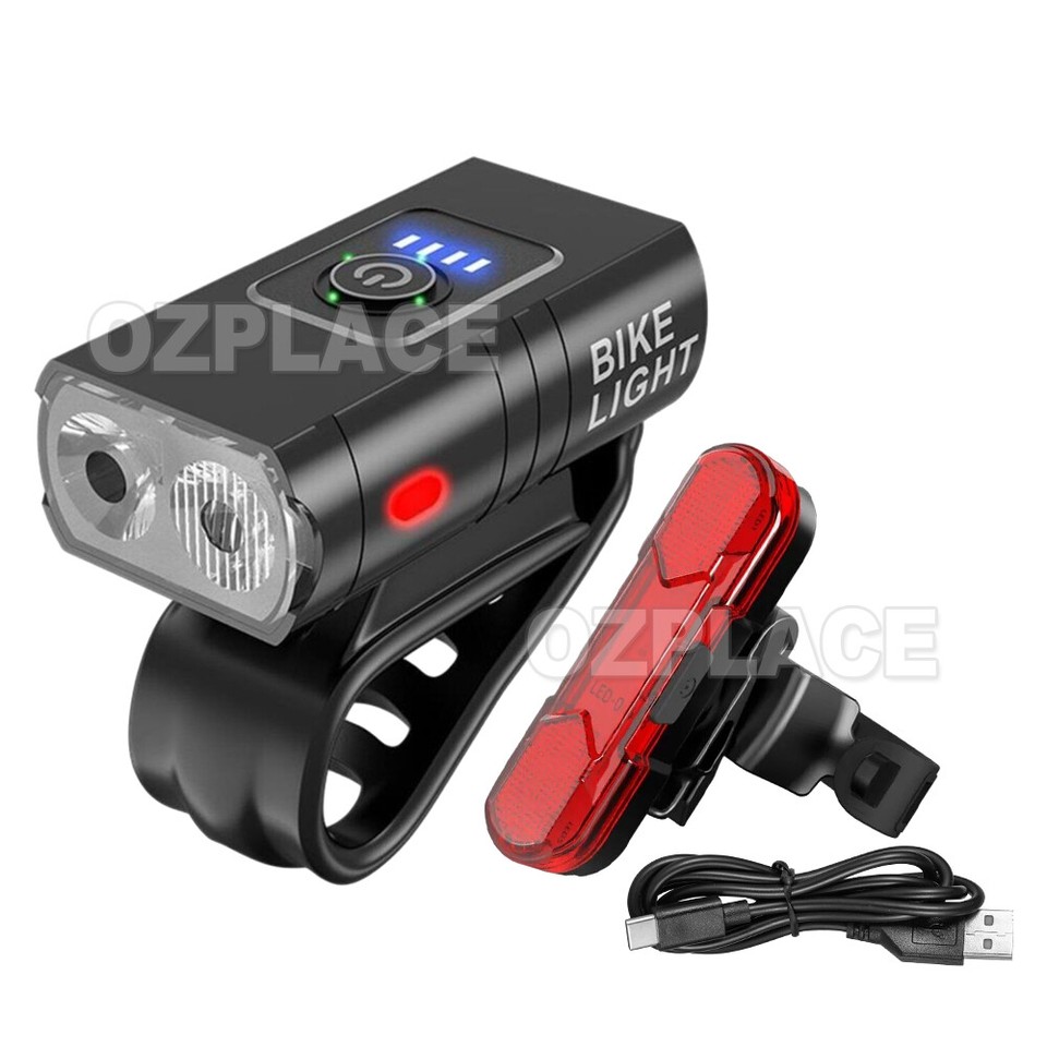 Bike Light Set Rechargeable LED Bicycle Lights Waterproof Headlight Front Rear A | eBay Australia
