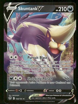 Pokemon Tcg Skuntank V #108 Pokemon Silver Tempest M, | eBay