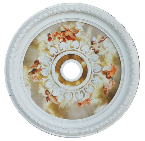 32" ROUND CHANDELIER CEILING MEDALLION ANGELS CLOUDS FOYER DINING ROOM ...