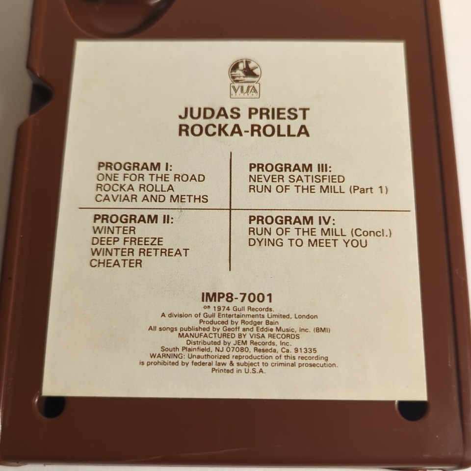 Judas Priest Rocka Rolla 8-Track Tape IMP8-7001 1974 RARE & NICE! ROCK ...