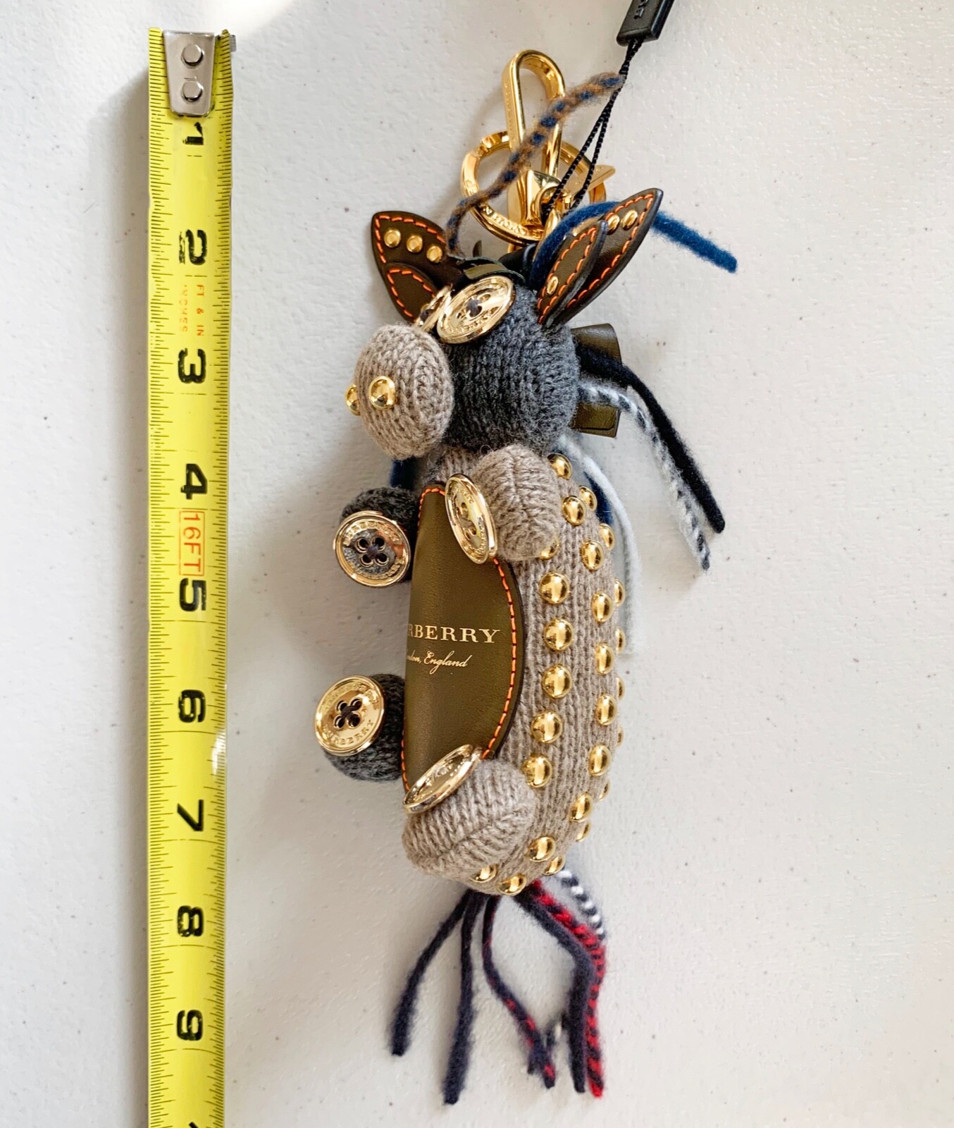 $395 Burberry Mable The Donkey Studded Leather Bag Charm Stuffed Animal ...