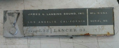 ONE JBL L33 Lancer Speaker BACK SERIAL NUMBER PLATE BADGE,LOGO,EMBLEM ...