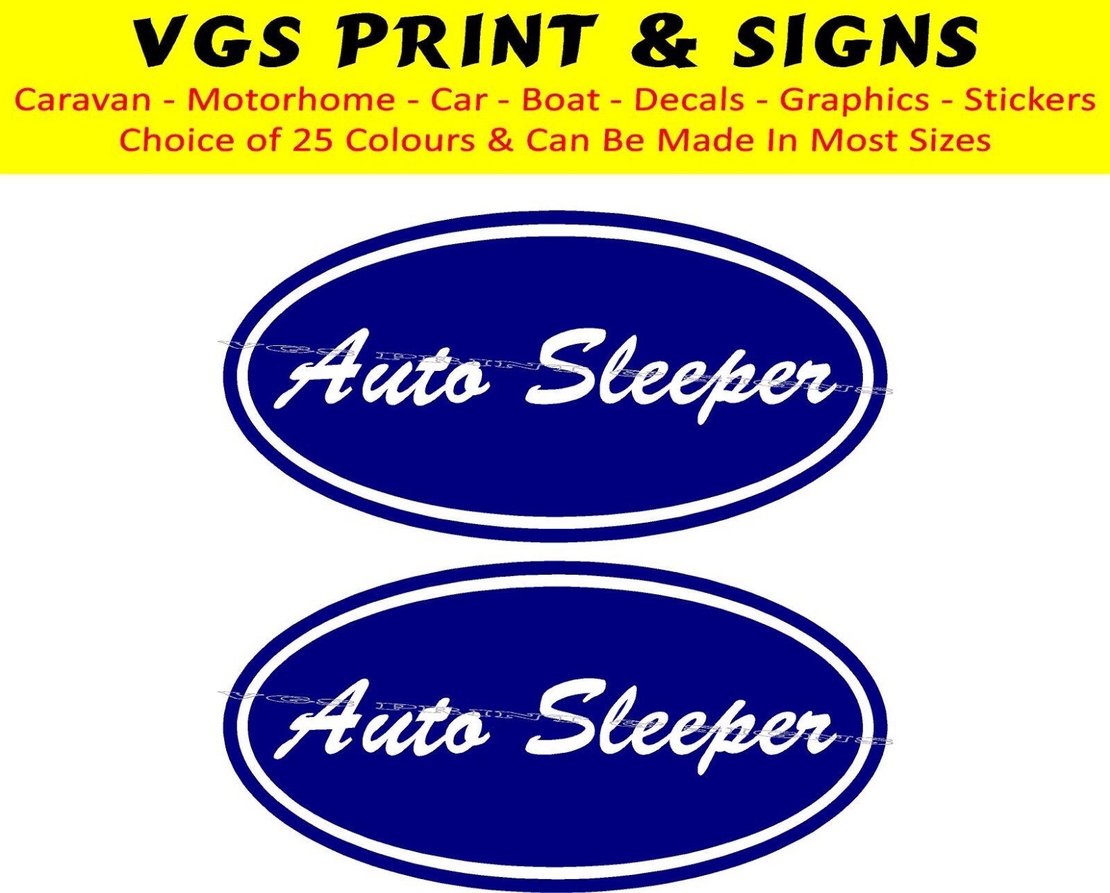 AUTO SLEEPER OVAL CARAVAN MOTORHOME STICKERS DECAL CHOICE OF COLOURS ...