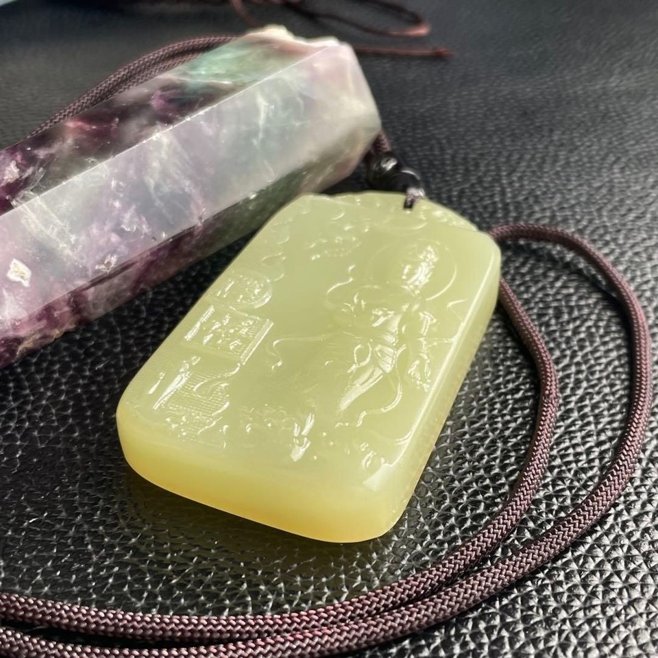 Wada Jade Young Qiang Yellow Jade Guanyin Plate Blue White High Quality ...
