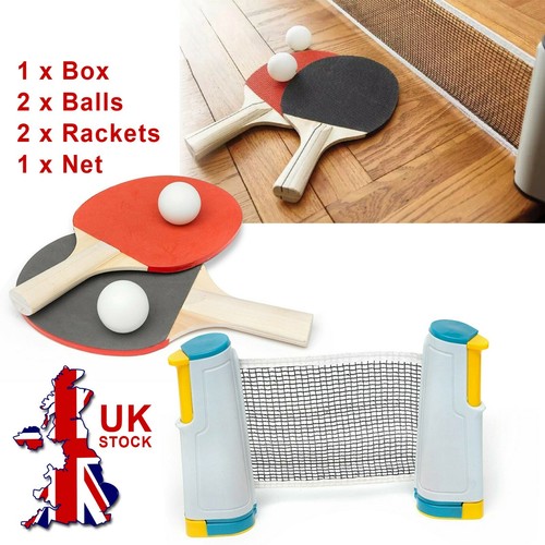 Table Tennis Kit Portable Retractable Ping Pong Set Net 2 Bats ...