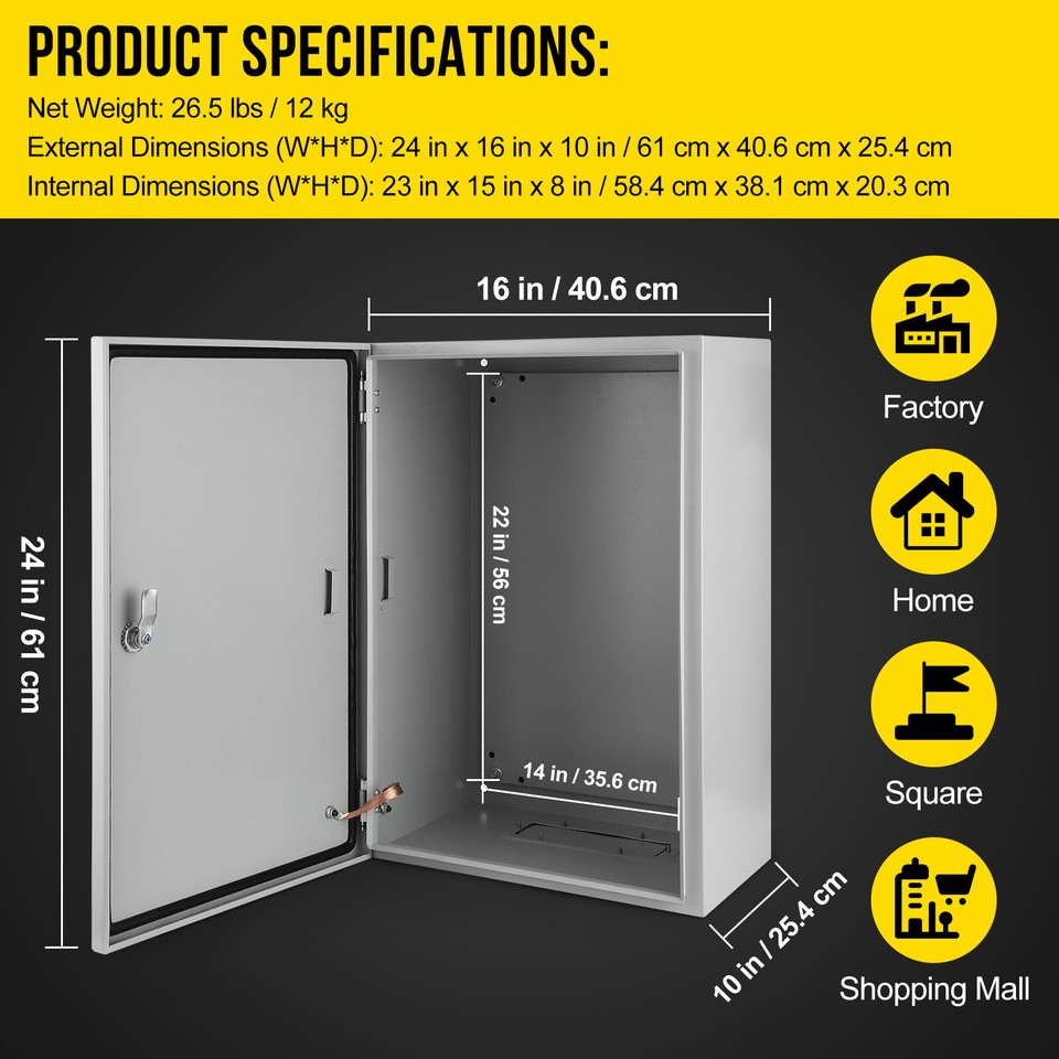 16''/20"/24"Electrical Enclosure Box, Electrical Junction Box, Lockable ...