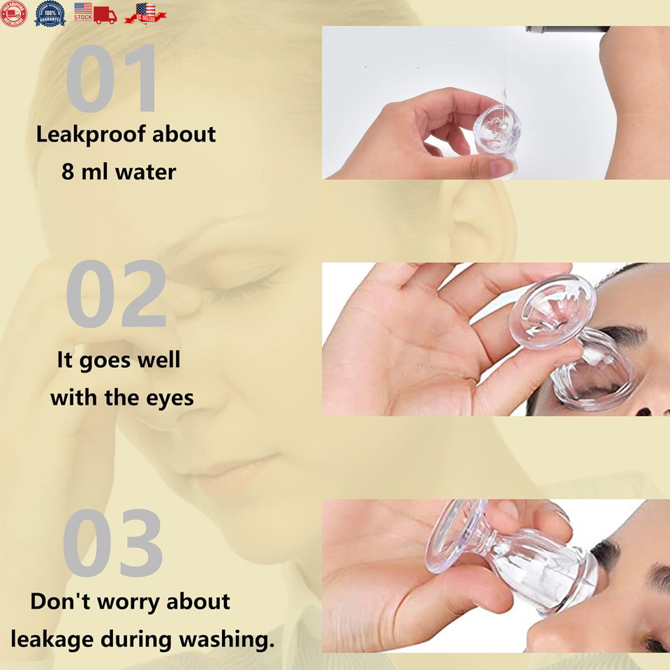 2 Pcs Glass Eye Wash Cup Clear Eye Flush Cup Portable Eye Washing Kit ...
