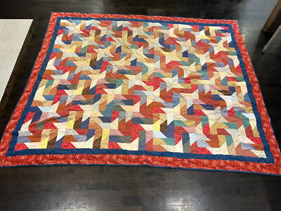 Rare Pattern Vintage Hand Sewn Quilt Blanket Half Trapezoid Star 93”x78 ...