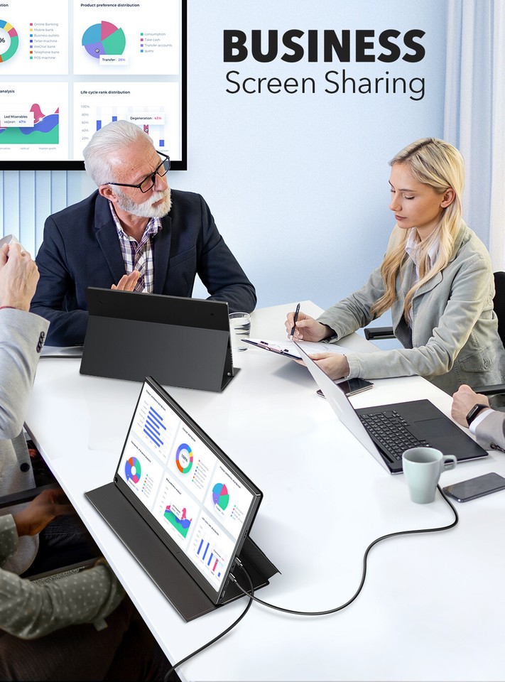 15.6" Portable Monitor 1080P HDR Dispaly Mini DP USB-C Ports For Laptop ...