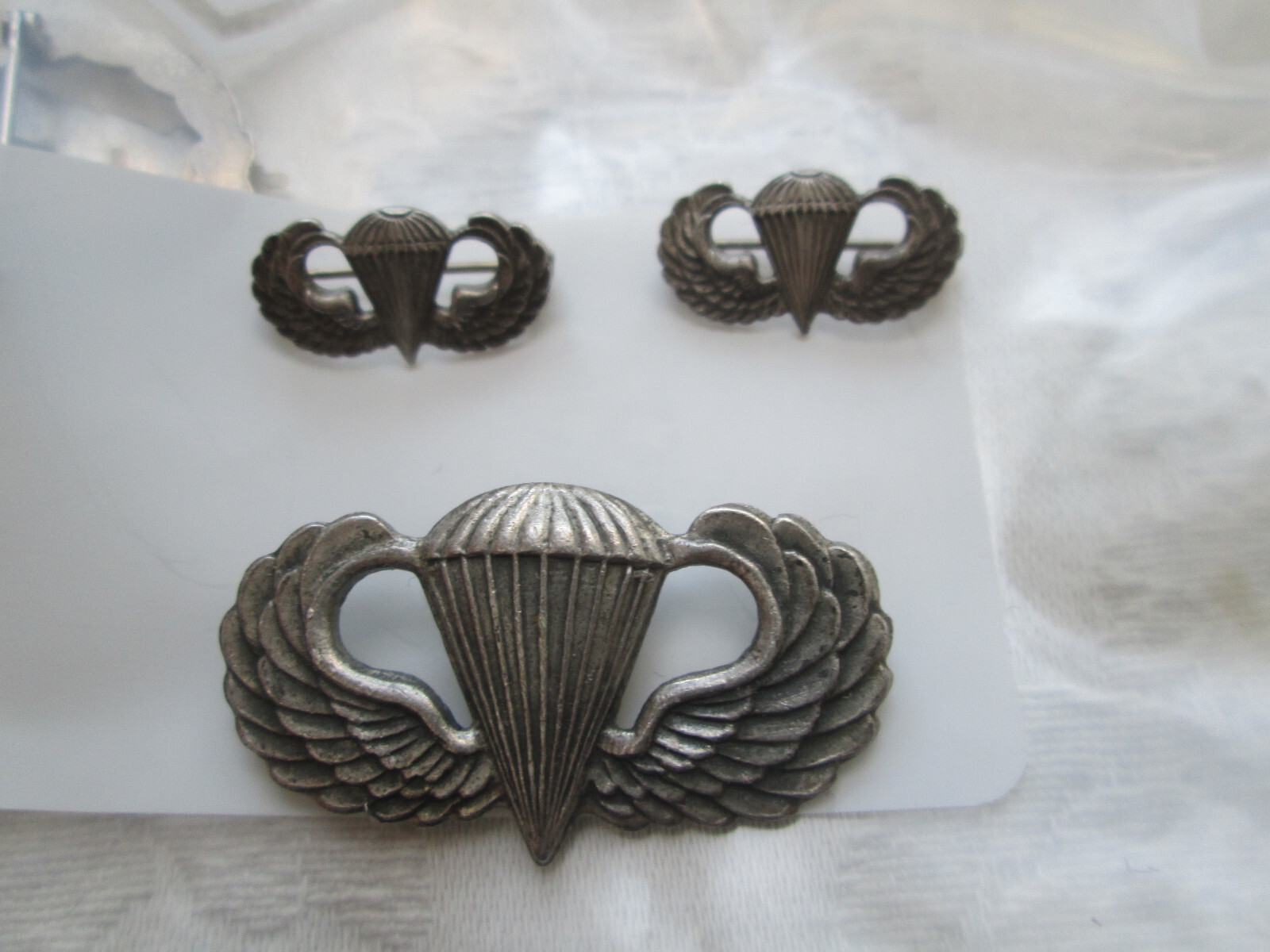 VINTAGE Sterling Silver Airborne Paratrooper Jump Wings Pin, 1.5" wide ...