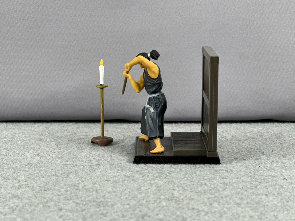 Plastic Samurai Figure Battling inside w Wooden Staff - Furuta Shinsen ...