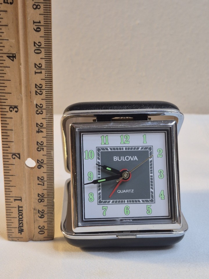 Bulova Quartz Travel Alarm Clock Japan Folding Case Vintage | eBay