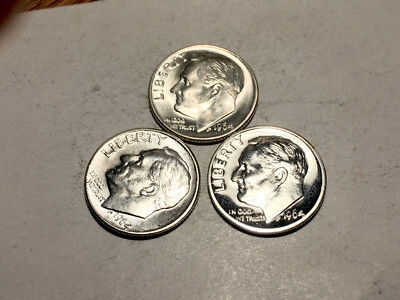 1964 P-D-Proof Ch/Gem BU Uncirculated Silver Roosevelt Dimes Three Coin Set #21 | eBay