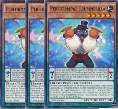 Yugioh - Performapal Drummerilla x 3 - 1st Edition NM - Free ...