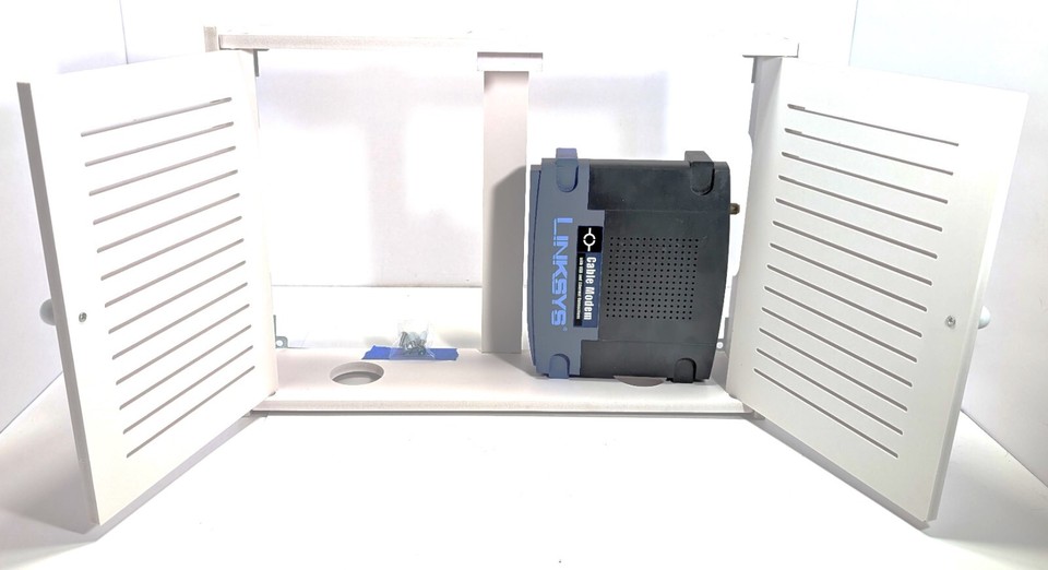 White Wall Cabinet for Router Modem Decorative Wifi Storage Box Wall ...