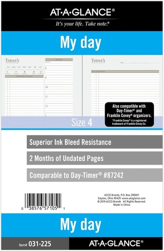 at-A-Glance Daily Planner Refill, 87242 Day-Timer, 2 Months, Size 4 ...
