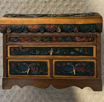 Peruvian Handpainted Wooden Chest | eBay