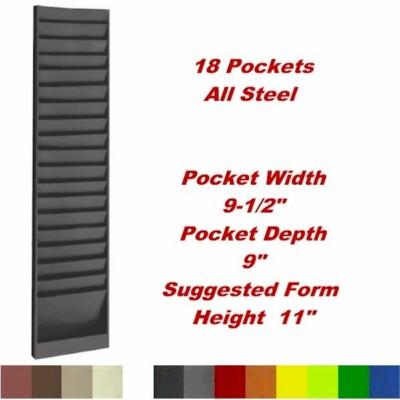 18 Pockets, 9-1/"W x 9"D, Work Repair Order Wall Mounted Rack, Model ...