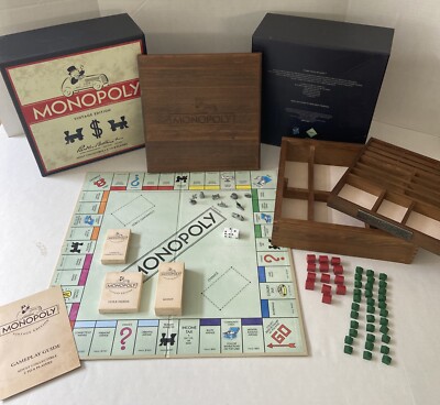 Monopoly Vintage Edition Restoration Hardware Wooden Game Board Hasbro ...