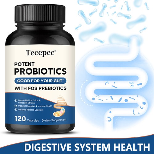 Probiotic Supplements w/Prebiotic FOS Capsules - Digestive & Gut Health ...