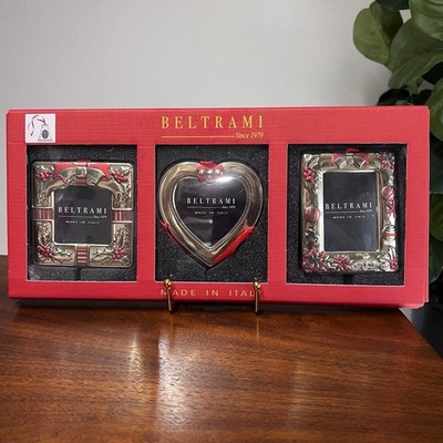3 Beltrami Ornaments Gold Red Photo Picture Frames Christmas Gift ...