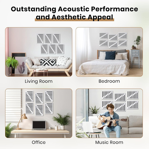 6-Pack Self-Adhesive Sound Proof Foam Panels for Wall 12 X 16" Dual ...