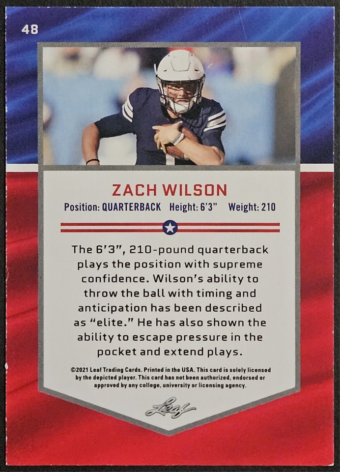 2021 Leaf Draft #48 Zach Wilson Rookie Rc New York Jets | eBay