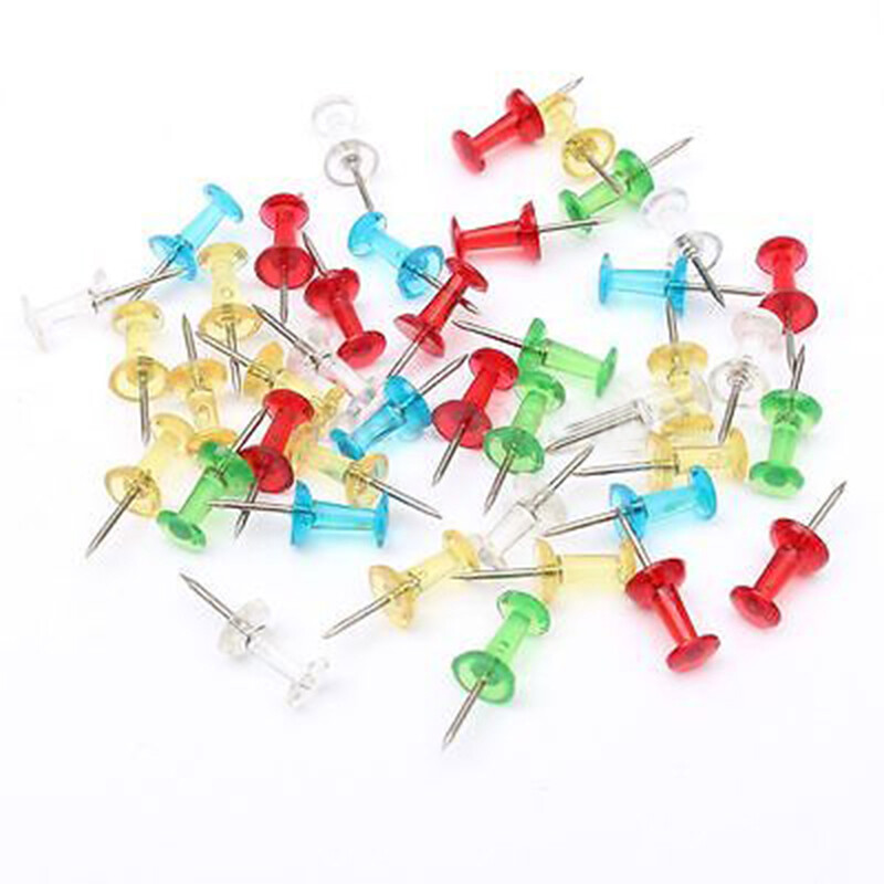 100PC Push Pin Assorted Multi-Colored Push Drawing Pins Notice Cork ...