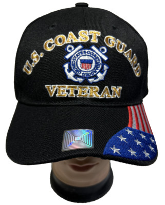 US COAST GUARD VETERAN Embroidered USA FLAG Adjustable Baseball Cap Hat ...