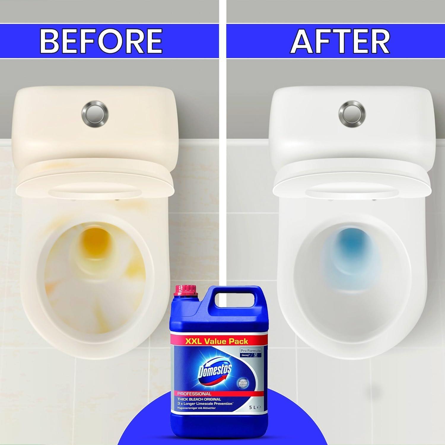 Domestos Professional Thick Bleach Original Toilet Surface Cleaner 5L ...