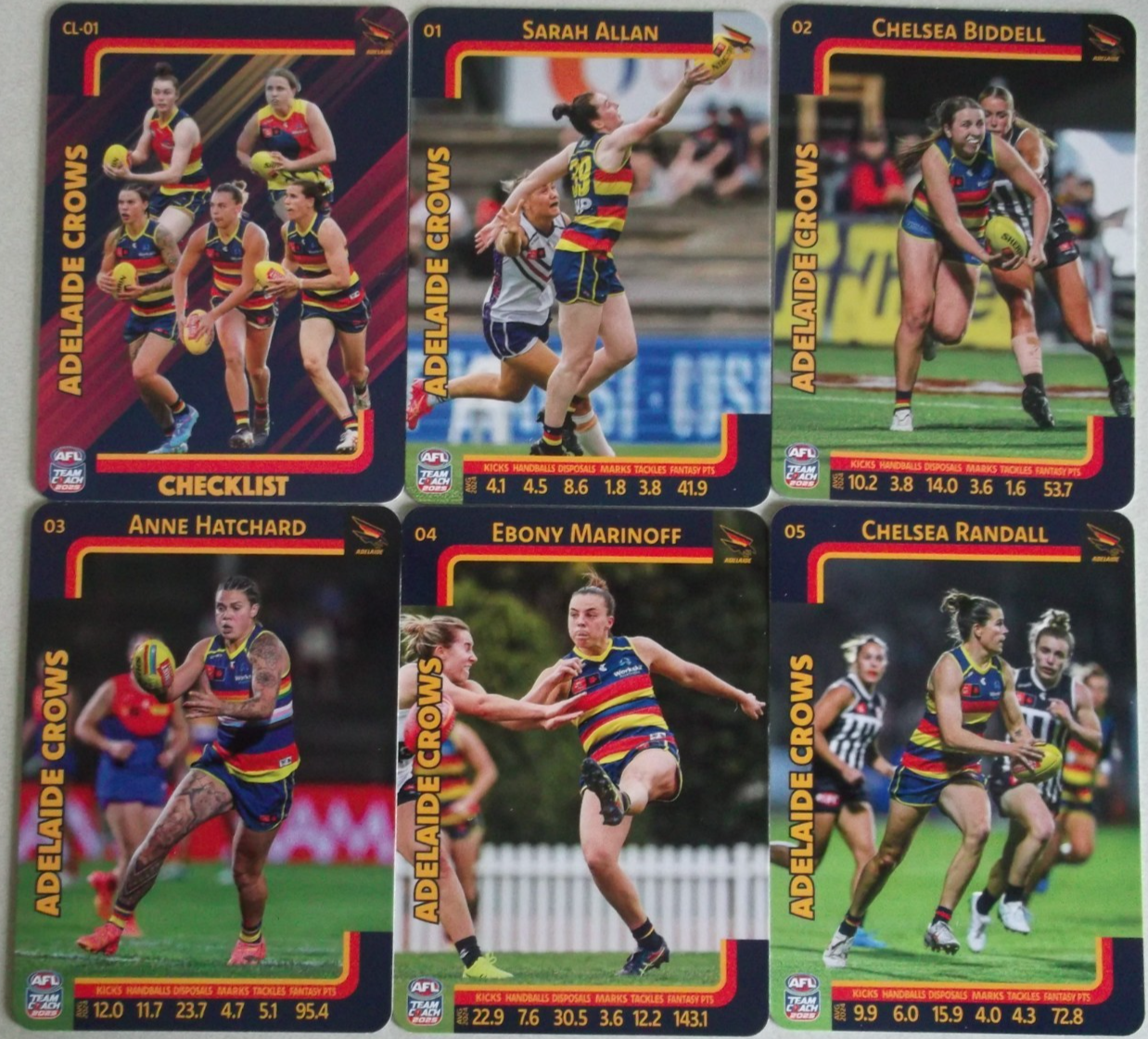 2025 TEAMCOACH CARD AFLW ADELAIDE CROWS BASIC TEAM SET + CHECKLIST ...