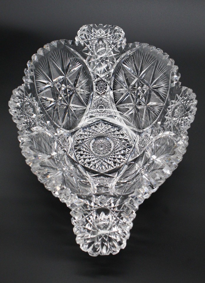 Antique American Brilliant Deep Cut Crystal ABP Boat Bowl Heavy RARE | eBay